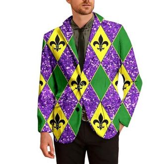 Generic Veste en velours c&ocirc;tel&eacute; pour homme - Costume de carnaval - Motif amusant - Veste de costume vintage streetwear - Tenue de f&ecirc;te pour le lundi des roses
