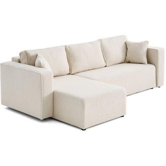 Best Mobilier Bestmobilier - Canap&eacute; dangle r&eacute;versible 4 places convertible avec coffre - Tissu bouclette - Design contemporain - Montage simple en 30 minutes
