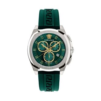 Versace Chrono Geo Chronograph Uhr Gr&uuml;n Gold - - Accessories - Herren - Grau - ONE SIZE
