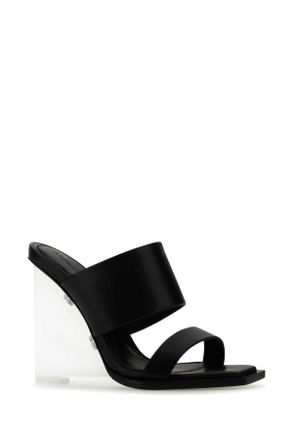 Alexander McQueen Womens Black Leather Shard Mules Sandali Sandal