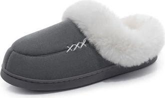 Generic Chaussons Femme Homme Hiver Fourr&eacute;s Pantoufles en Mousse &agrave; M&eacute;moire de Forme, Chausson Maison Confort Chaud Slippers Cuir Peluche Mules Fourrure Int&eacute;ri