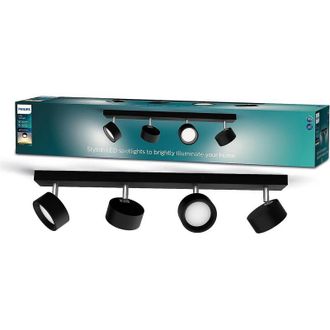 Philips Spot Bracia 4x5.5W, blanc chaud 2700K, Noir - Philips