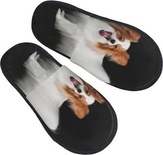 Generic Pantoufles En Feutre Adorable Chien Papillon R&eacute;utilisables Pantoufles De Voyage Cozy Hiver Chausson Pour Homme Spa H&ocirc;tel M