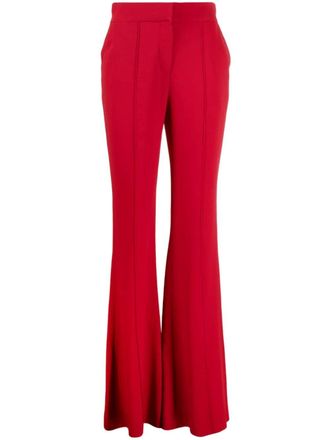 Elie Saab pantalon &eacute;vas&eacute; en cr&ecirc;pe &agrave; taille haute - Rouge