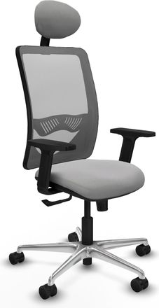Piqueras y Crespo B&uuml;rostuhl Zulema mit 2D-Armlehnen, h&ouml;henverstellbarer Lendenwirbelst&uuml;tze und festem Kopfteil, ausgestattet mit 3 Positionen und Schneidschaum, Grau/He
