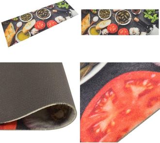 vidaXL Vidaxl - Tapis de cuisine lavable impression vin dîner 60x180 cm velours - Tapis De Cuisine - Tapis Absorbant - Tapis Décoratif - Tapis Multicolores