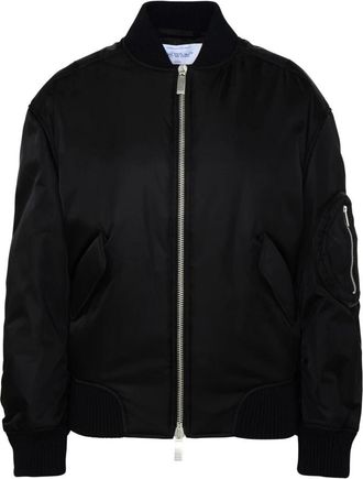 Off-white Femme, Vestes, Noir, Taille: 38 FR Bomber Oversize en Nylon Noir