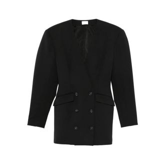 Andamane Mantel mit V-Ausschnitt und doppelreihiger Knopfleiste - - Jackets - Damen - Schwarzk - XS