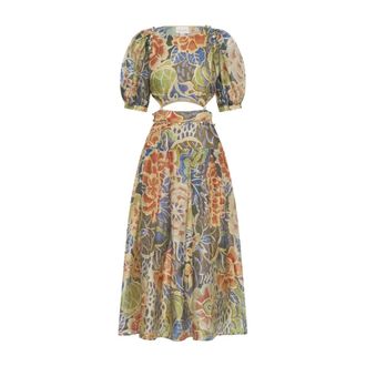 IXIAH Blumiges Casablanca Midi Kleid - - Dresses - Damen - Mehrfarbig - S