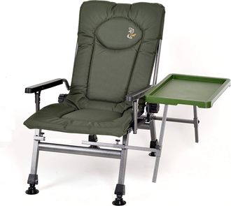 Carpe Diem Angelstuhl Campingstuhl Carp F5R ST Stuhl Deluxe Karpfen Angler Campingstuhl mit extra H&ouml;he und Tisch, Armlehne|H&ouml;henverstellbar