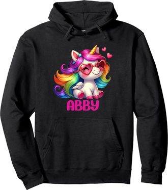 BDAZ Abby Personalisierter Name Buntes Einhorn Damen M&auml;dchen Pullover Hoodie