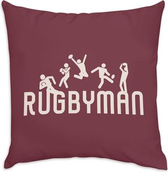 Fabulous Kissenhülle, Velours, rot, Rugbyman, Sport, Rugby, Sportball, Athlete, Frankreich, 40 x 40 cm, samtig