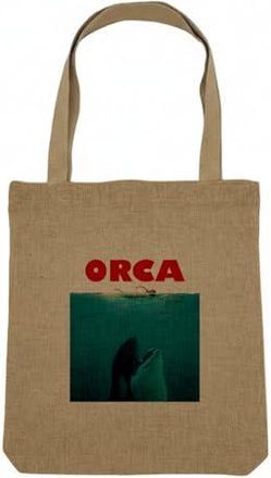 Fabulous Sac Shopping Tote Bag Aspect Lin - Orca - Requin Parodie Film Series Requin Orque Sac de Courses Toile Epaisse 360g Beige Naturel Cabas Port&eacute; Epaule S