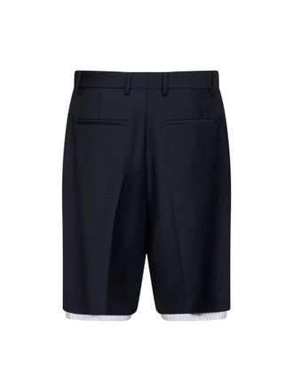 Jil Sander Mens Blue Wool Canvas Double-Layer Shorts Virgin