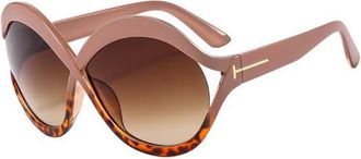 Generic Lunettes de soleil surdimensionnées à monture circulaire pour femme - Lunettes de soleil tendance UV400, A3, Taille unique