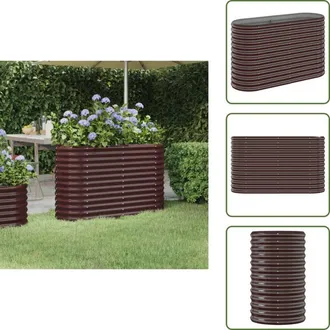 vidaXL Vidaxl - Lit sur&eacute;lev&eacute; de jardin Acier enduit de poudre marron - Jardiniere Sur&eacute;lev&eacute;e - Bac &agrave; Fleurs - Pot De Fleurs Ext&eacute;rieur - D&eacute;coration Jardin
