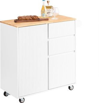 SoBuy K&uuml;chenwagen mit Arbeitsplatte Servierwagen mit Rollen K&uuml;chenregal stehend K&uuml;cheninsel Rollwagen mit Schubladen f&uuml;r K&uuml;che, Outdoor, Schlafzimmer, Wasch
