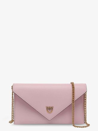 Pinko Leather clutch bag with metal Love Birds logo - PINKO - gender_Woman