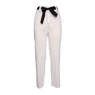 Manila Grace Gestreifte Hose - - Trousers - Damen - Wei&szlig; - S