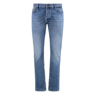 Moorer Regular Fit Jeans mit Lederlogo - - Jeans - Herren - Blau - W30