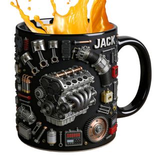 Generico Keramiktasse, realistische mechanische Tasse, Keramik-Kaffeetasse mit rutschfestem Griff, f&uuml;r Zuhause, B&uuml;ro, M&auml;nner, Freund, Autoliebhaber, Valentinst