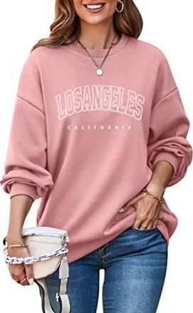 ORANDESIGNE Femme Lettre Imprimé Sweatshirts Oversized Pull À Manches Longues Hiver Sweat Col Rond Pullover Mode Chemise Fille Sweat sans Capuche Automne et Hiver