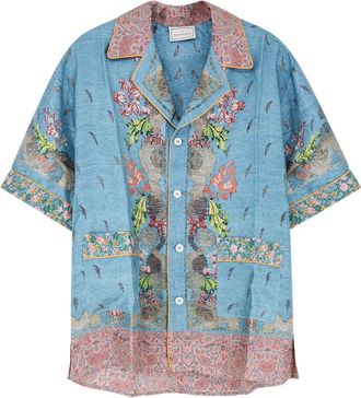 Pierre-Louis Mascia Femme, Blouses et Chemises, Bleu, Taille: 40 FR Aloe Short-Sleeve Shirt