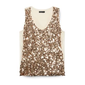 Fiorella Rubino Top mit Pailletten und V-Ausschnitt - - Tops - Damen - Gelb - 2XL