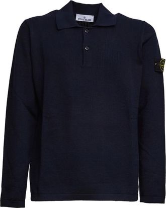 Stone Island Homme, Tops, Bleu, Taille: M Colletto polo Due bottoni Maniche lunghe Vestibilit&agrave; regolare