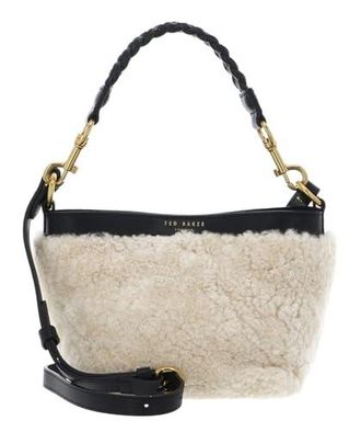 Ted Baker Cuir sac &agrave; &eacute;paule bandouli&egrave;re Sherbaa Shearling Leather Weave Handle Crossbody Black noir