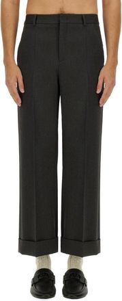 Valentino Virgin Wool Grain De Poudre Trousers - Gray