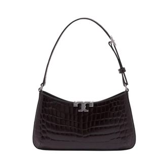 Tory Burch Femme, Sacs, Brun, Taille: ONE Size Eleanor Croc-Embossed Shoulder Bag