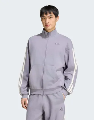 adidas adidas Performance - Haut de surv&ecirc;tement &agrave; 3 bandes - Ardoise/blanc cass&eacute;-Gris