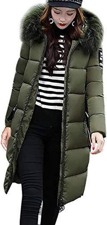 Minetom Femme Doudoune Longue Manteau Zipp&eacute; &eacute;pais Chaud Parka Blouson Hiver Coton Doubl&eacute; avec Capuche Elegant Slim Hoodie Jacket Veste Arm&eacute;e Verte 40