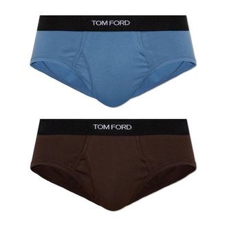 Tom Ford Homme, Sous-v&ecirc;tements, Brun, Taille: 2XL Slips en coton avec ceinture logo (lot de deux)