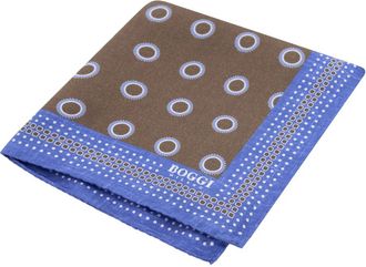 Boggi Milano Homme, Accessoires, Beige, Taille: ONE Size Carr&eacute; de poche en soie &agrave; motif m&eacute;daillons