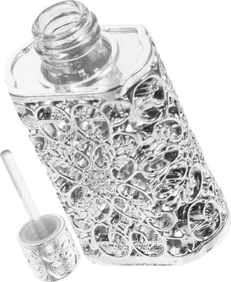 Cabilock Parfümflasche aus Glas mit Metallgehäuse Dekorativ Geschnitzt Korrosionsbeständig als Essential Oil Flakon und Parfümhalter für Ätherische Öle und Rei