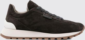 Brunello Cucinelli Low-Top-Sneaker aus Kalbsveloursleder mit Monili-Detail