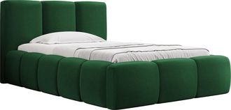 Mirjan24 Polsterbett Koweni mit Bettkasten, Bettgestell mit Lattenrost, Bett mit Polsterkopfteil und Vertikale Streifen Nähdesign (Kronos 19, 90 x 200 cm)