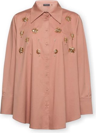 Elena Miro Femme, Blouses et Chemises, Rose, Taille: 54 FR Chemise en popeline avec broderie