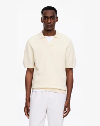 Arket Strukturiertes Polohemd -Wei&szlig;