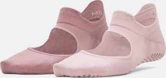 Under Armour Breathe Balance 2er-Pack Socken für Damen Tourmaline Rosa / Maroon Mist / Halo Grau M