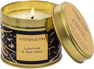 Stoneglow Luna Duftkerze in Dose, Leder und Safran