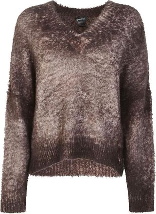 Avant Toi Femme, Pulls, Brun, Taille: 40 FR Pull col en V peint à la main