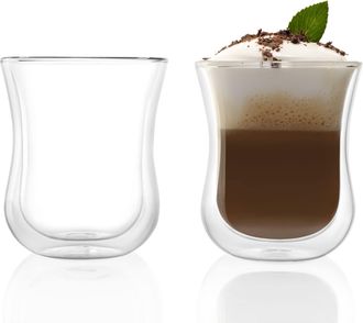 Stölzle Kaffeegläser Coffee N More Thermogläser 2er Set doppelwandige Kaffeebecher orientalische Teegläser aus Borosilikatglas spülmaschinenfest & mirkowellen