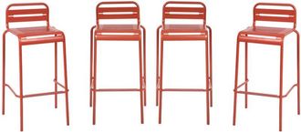 Sweeek 4er-Set Garten-Barhocker mit Lehne aus Stahl