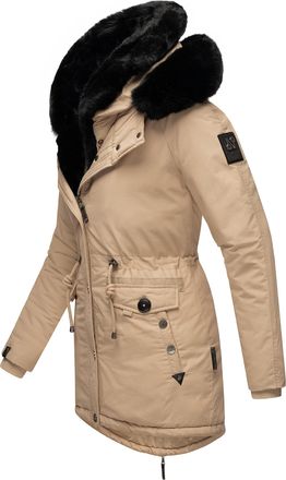 Navahoo Damen Warmer Winterparka mit doppelter Kunstpelz-Kapuze Sweety Deluxe Taupe Gr. XXL