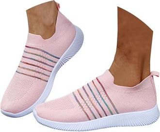 Generic Chaussures de marche respirantes pour femme - En maille légère - Avec soutien de la voûte plantaire - Antidérapantes - Confortables - Pour le jogging,