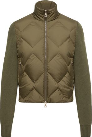 Moncler Moncler Cardigan Zipp&eacute; Matelass&eacute; En Laine Et Cachemire, Femme, Vert, Taille: Xs