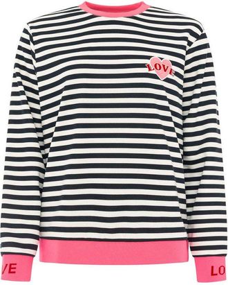Zwillingsherz Sweatshirt LOVE gestreift, Rundhals, pinke B&uuml;ndchen, LOVE Schriftzug